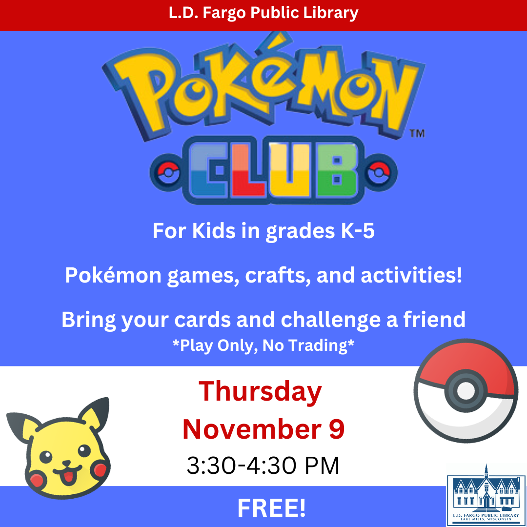 Pokemon Club Nov 2023(Instagram Post) – L.D. Fargo Public Library